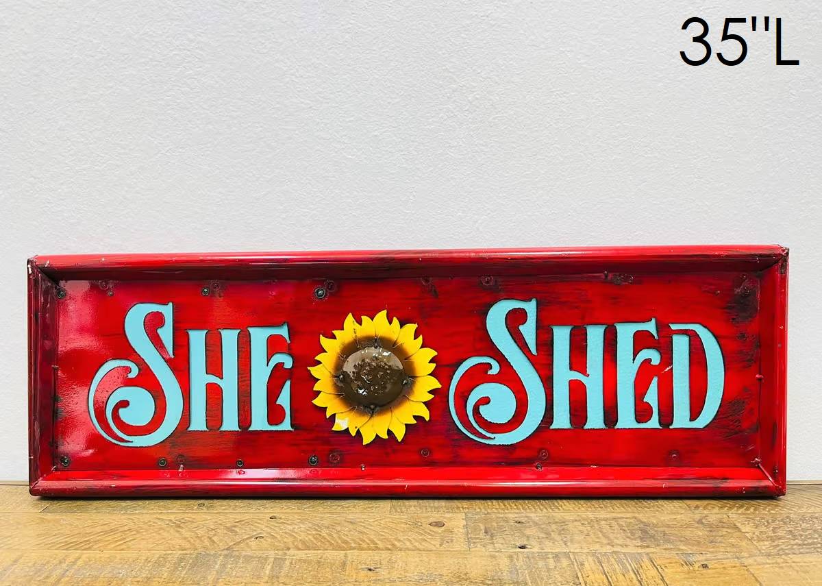 33-739 - She Shed Sign Wall Decor - Asstd. Colors – Rustic Farm Imports