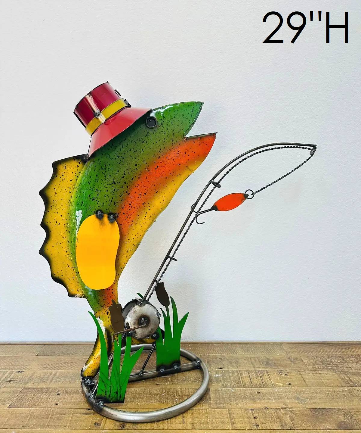 34-572 - Fish with Fishing Rod – Rustic Farm Imports